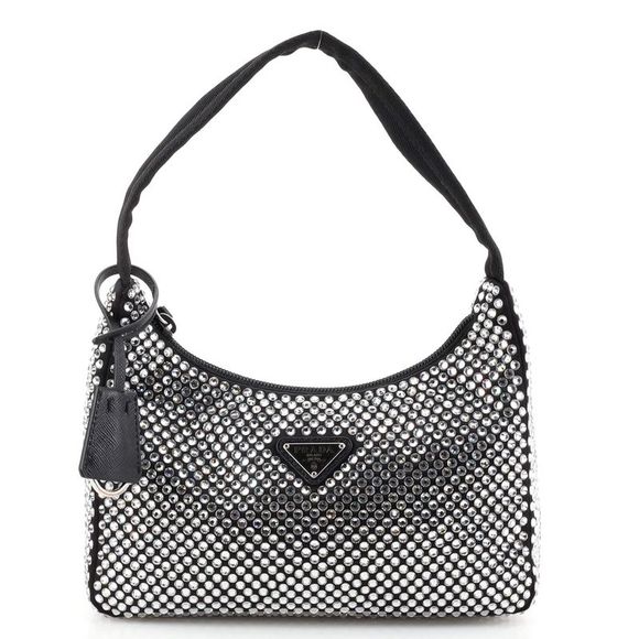 Prada | Bags | Prada Reedition 200 Hobo Crystal Embellished Satin Mini ...